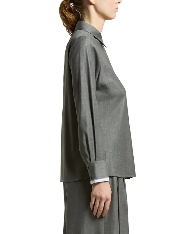 Peserico Shiny Wool & Viscose Stretch Twill Shirt
