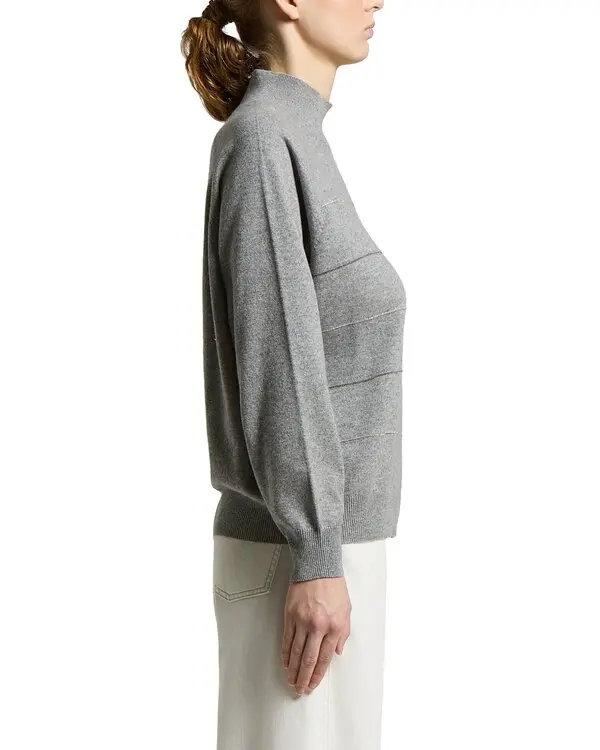 Peserico Knitted Wool Silk & Cashmere Mock Neck Sweater