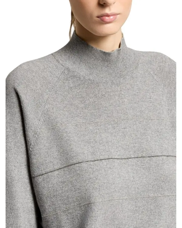 Peserico Knitted Wool Silk & Cashmere Mock Neck Sweater