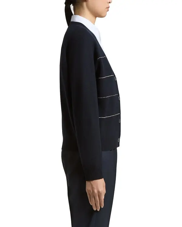 Peserico Wool, Silk & Cashmere Cardigan With Horizontal Stripes
