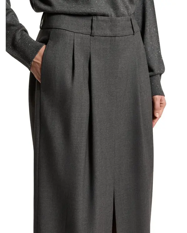Peserico Stretch Wool Gabardine Maxi Skirt
