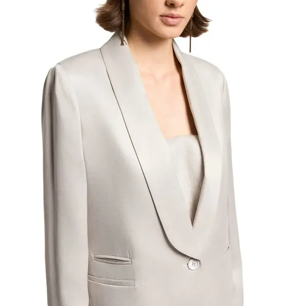 Peserico Single Breasted Jacket In Flowy Cupro Viscose Washed Effect With Shawl Collar