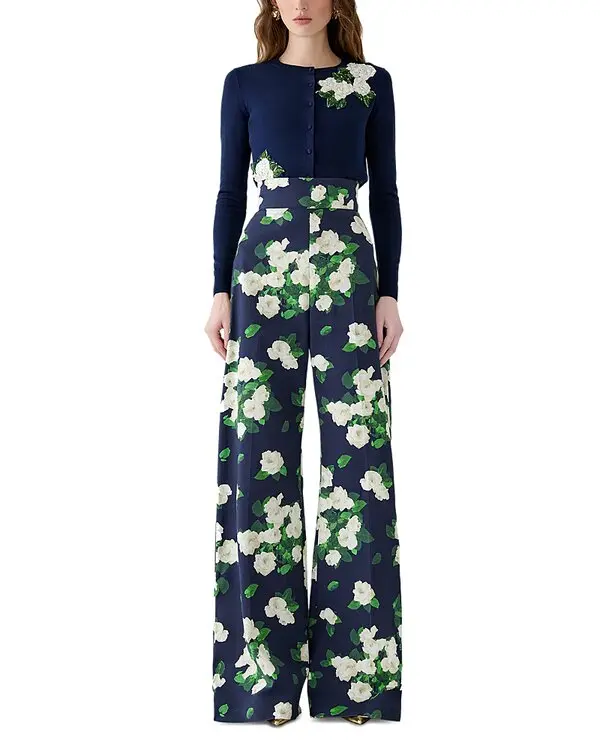 Carolina Herrera Diane Printed Wide Leg Pants - Midnight Multi