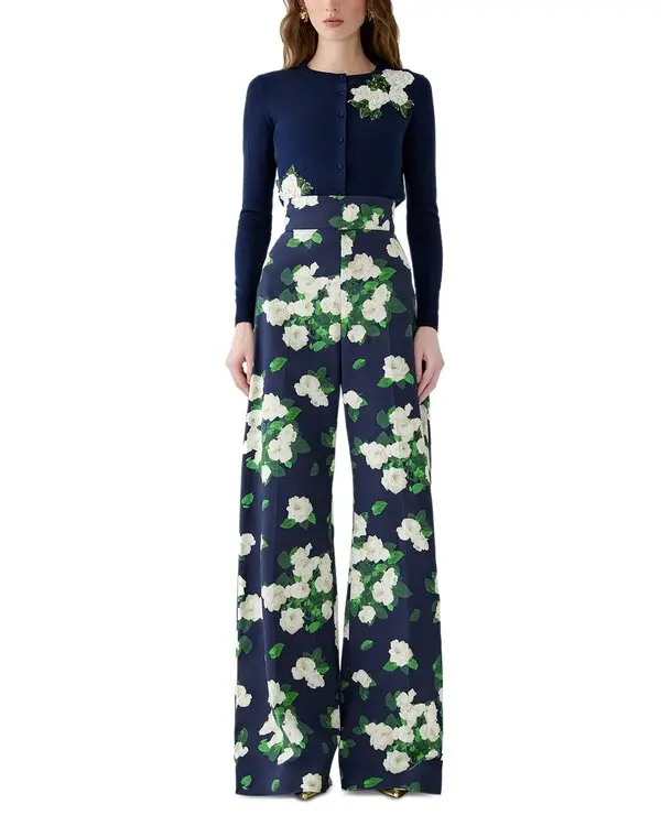 Carolina Herrera Diane Printed Wide Leg Pants