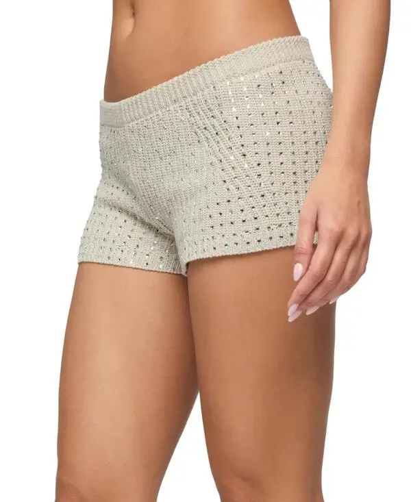 EDIKTED Mackenzie Rhinestone Knit Shorts