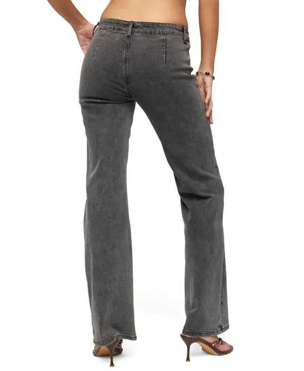 EDIKTED Grommet Mid Rise Straight Leg Jeans