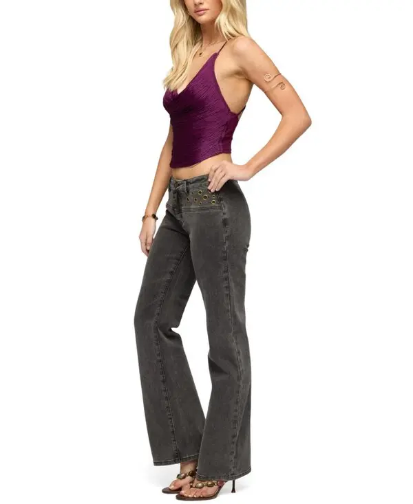 EDIKTED Grommet Mid Rise Straight Leg Jeans