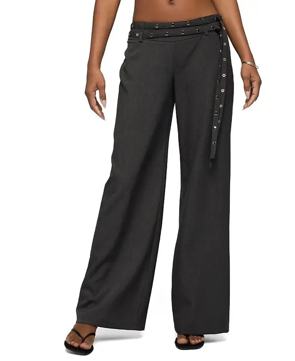 EDIKTED Cruz Double Belt Baggy Tailored Pants