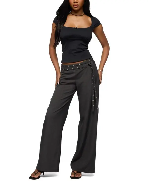 EDIKTED Cruz Double Belt Baggy Tailored Pants