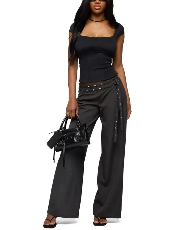 EDIKTED Cruz Double Belt Baggy Tailored Pants