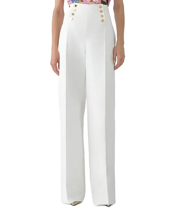 Carolina Herrera Alba High Rise Wide Leg Pants - White