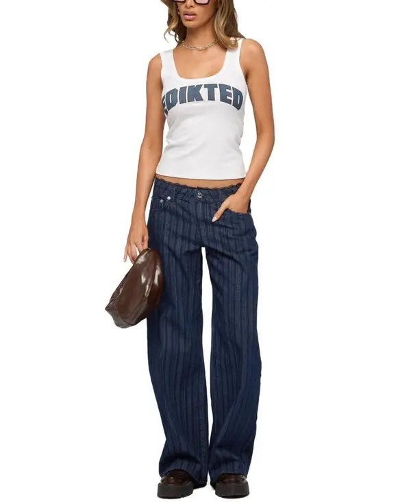 EDIKTED Ribbed Tank Top - White