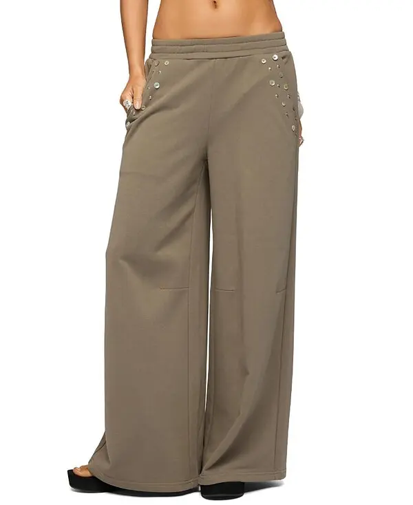 EDIKTED Zania Iridescent Button Sweatpants