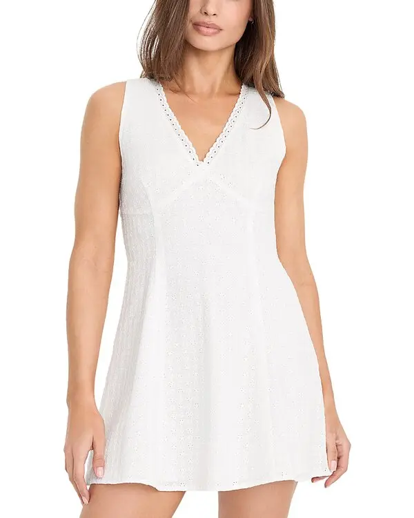 Good American The Eyelet Cotton Mini Dress - White