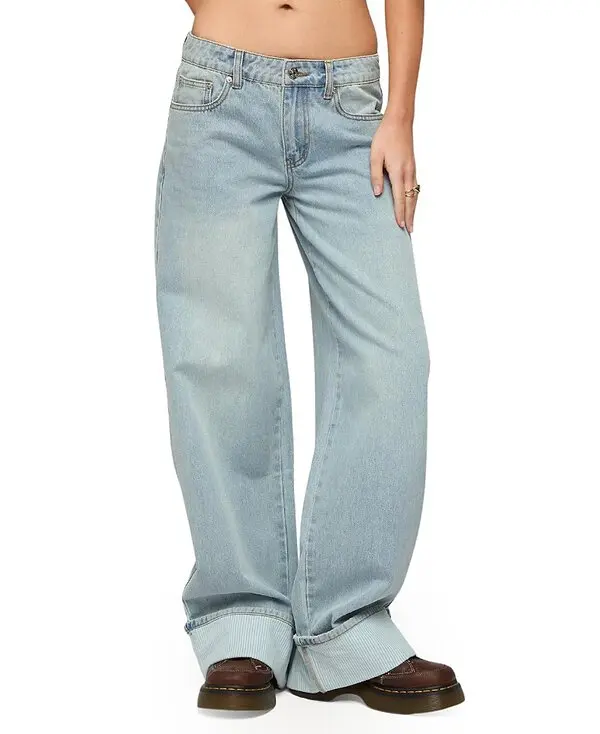 EDIKTED Contrast Heart Low Rise Baggy Jeans