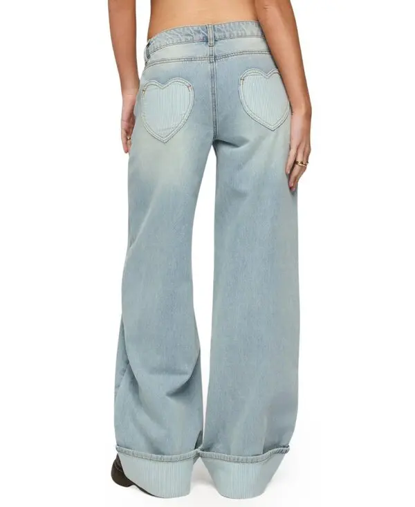 EDIKTED Contrast Heart Low Rise Baggy Jeans