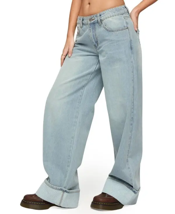 EDIKTED Contrast Heart Low Rise Baggy Jeans