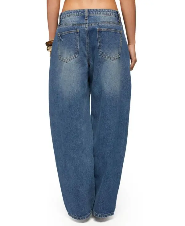 EDIKTED Button Stitch Low Rise Barrel Jeans