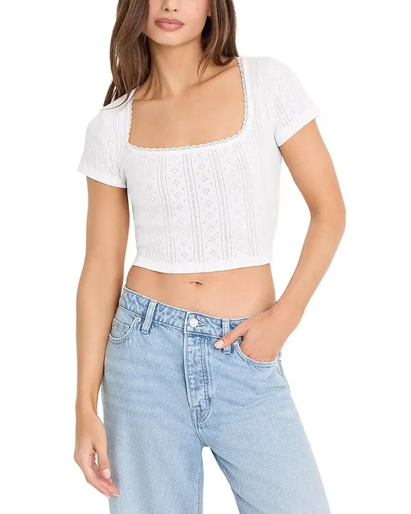 Good American Pointelle Square Neck Top