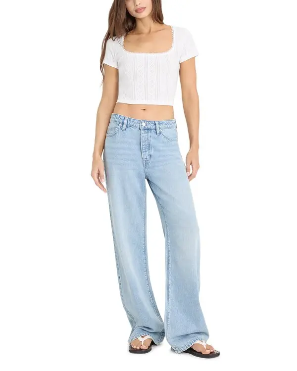 Good American Pointelle Square Neck Top