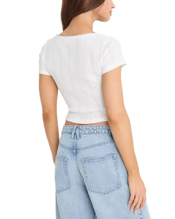 Good American Pointelle Square Neck Top