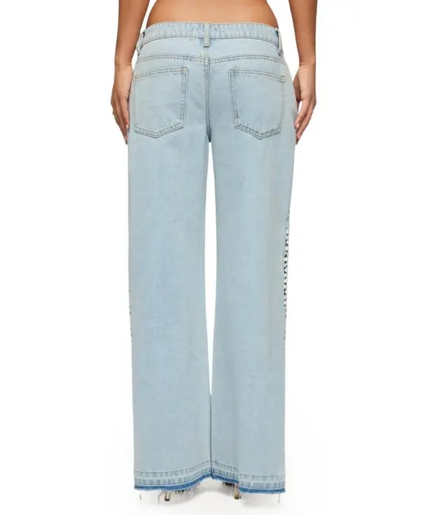 EDIKTED Crochet Panel Wide Leg Jeans
