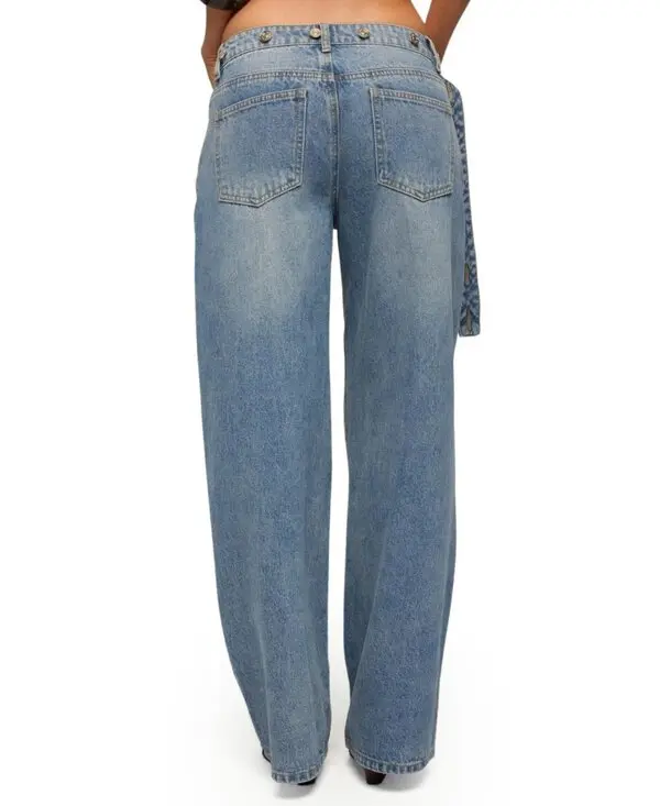 EDIKTED Buttoned Waist Low Rise Baggy Jeans