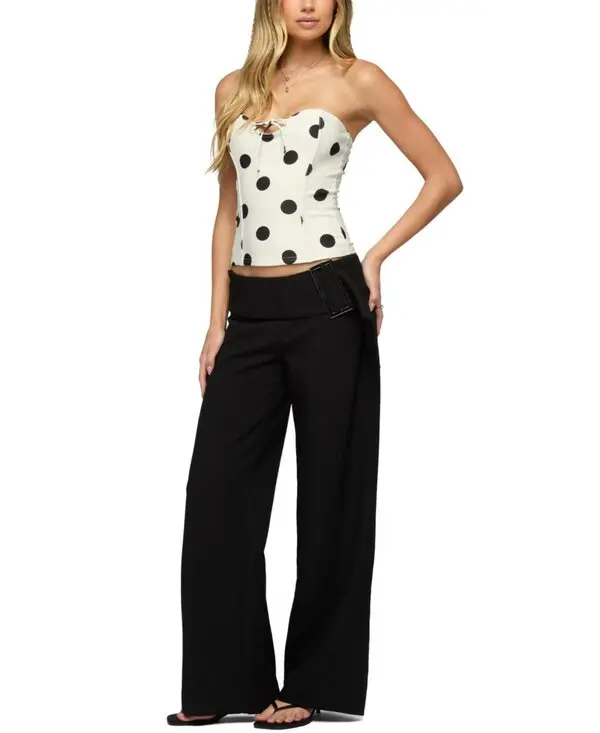 EDIKTED Cerise Buckle Low Rise Baggy Pants