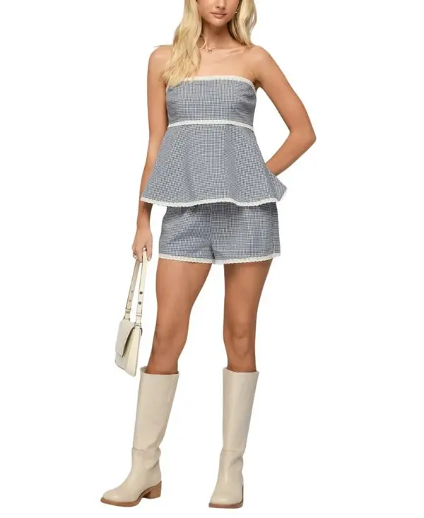 EDIKTED Ellie Lacey Gingham Shorts