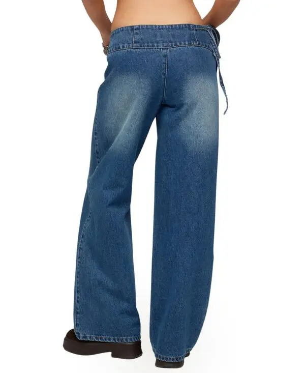 EDIKTED Cleo Tie Waist Low Rise Baggy Jeans
