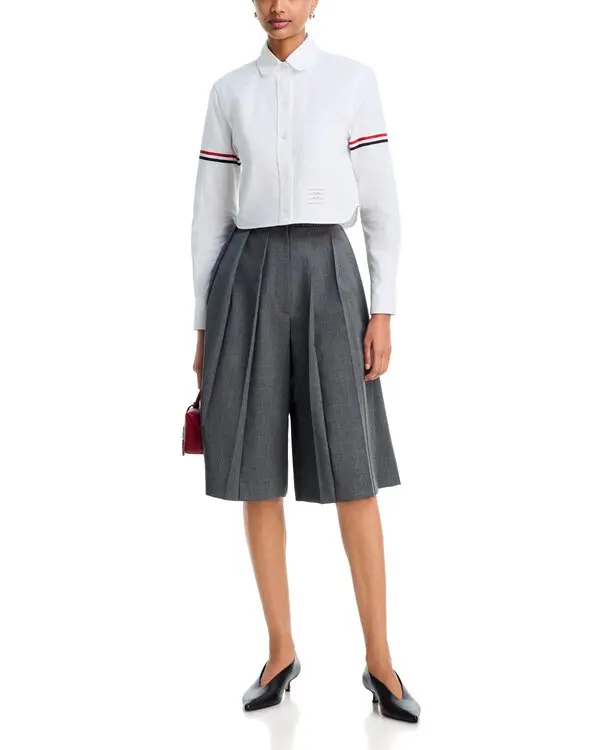 Thom Browne Cotton Cropped Shirt With Signature Striping