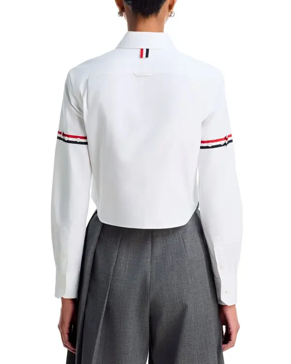 Thom Browne Cotton Cropped Shirt With Signature Striping