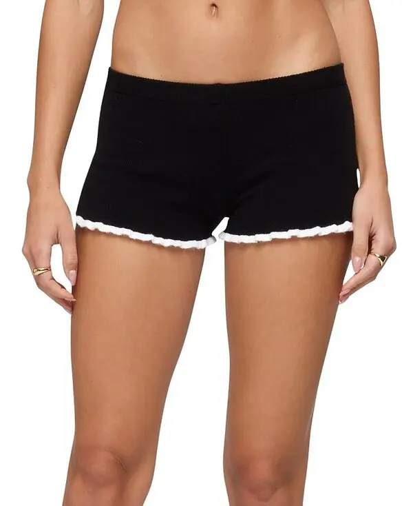 EDIKTED Saffra Contrast Ruffle Knit Shorts