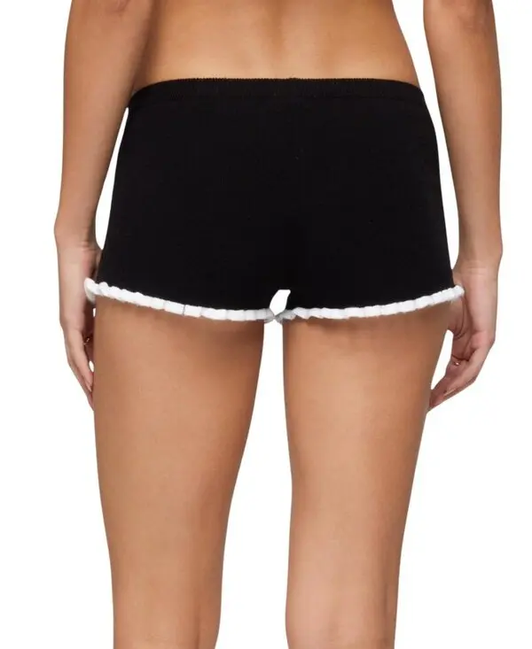 EDIKTED Saffra Contrast Ruffle Knit Shorts