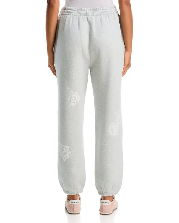 LoveShackFancy Lilia Cotton Blend Lace Trim Sweatpants
