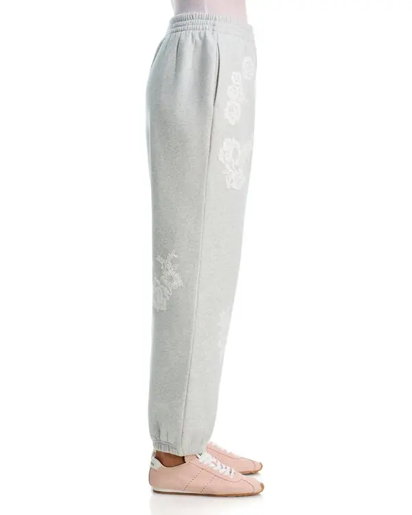 LoveShackFancy Lilia Cotton Blend Lace Trim Sweatpants