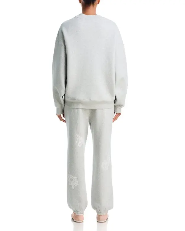 LoveShackFancy Lilia Cotton Blend Lace Trim Sweatpants