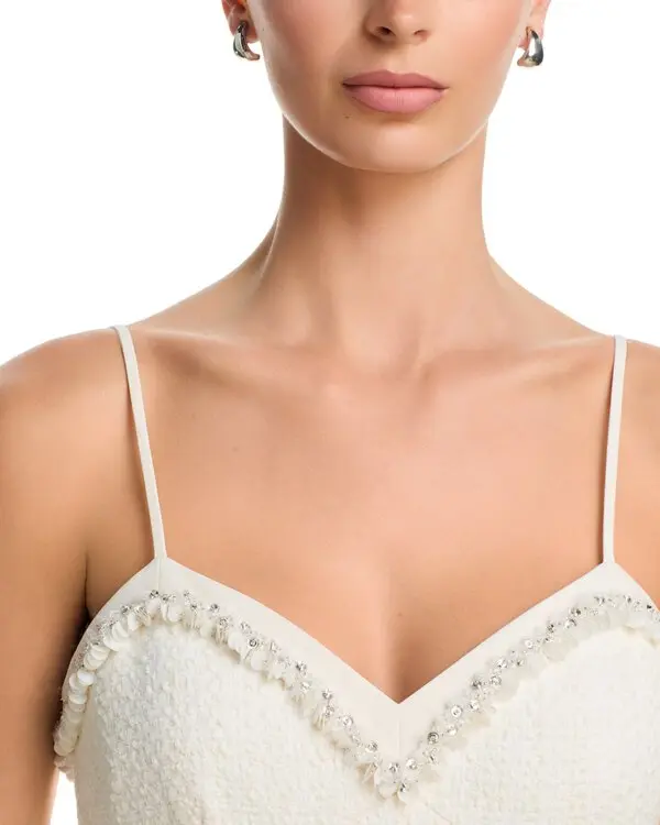 LoveShackFancy Sue Embellished Neck Mini Dress