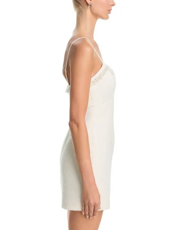 LoveShackFancy Sue Embellished Neck Mini Dress