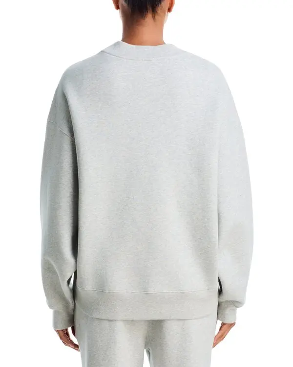 LoveShackFancy Cotton Blend Lace Trim Sweatshirt - Silver Fog