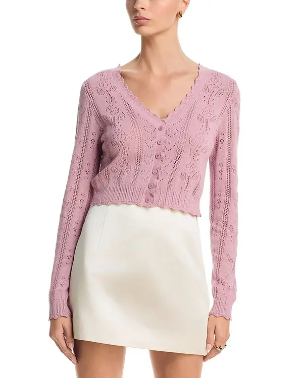 LoveShackFancy Sibella Pointelle Knit Cardigan Sweater