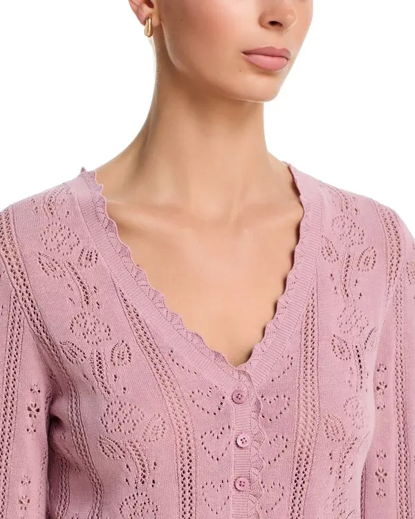 LoveShackFancy Sibella Pointelle Knit Cardigan Sweater