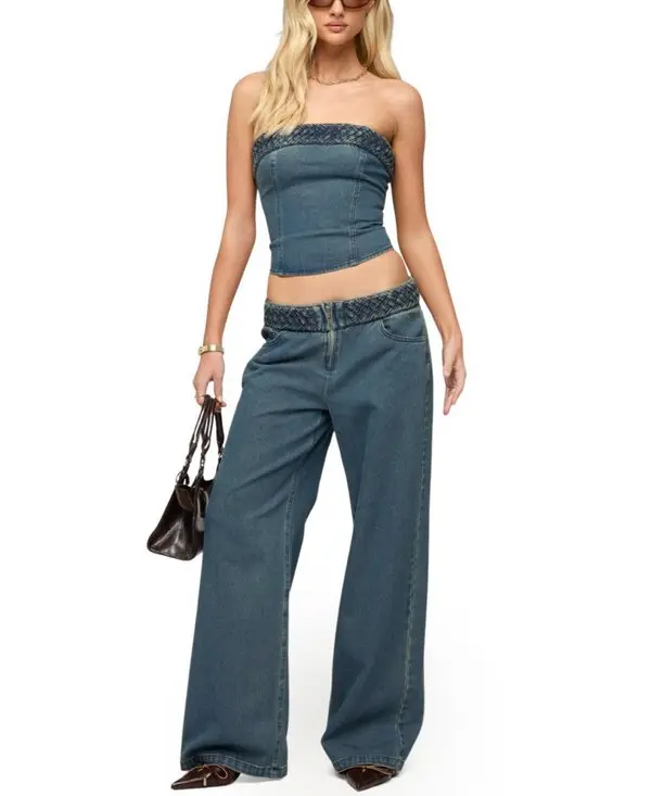 EDIKTED Braidey Low Rise Baggy Jeans