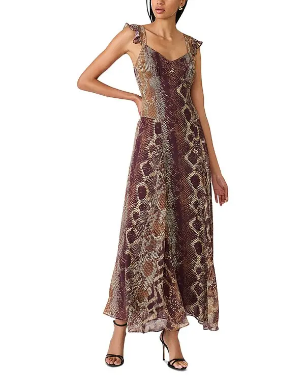 Steve Madden Ruffled Strap Maxi Dress - Bronze