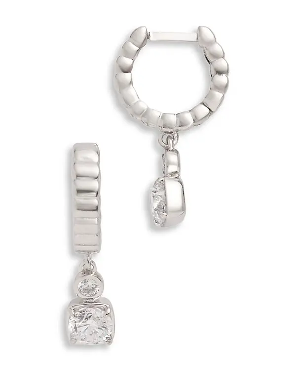 Nadri Delancey Small Charm Hoop Earrings - Rhodium