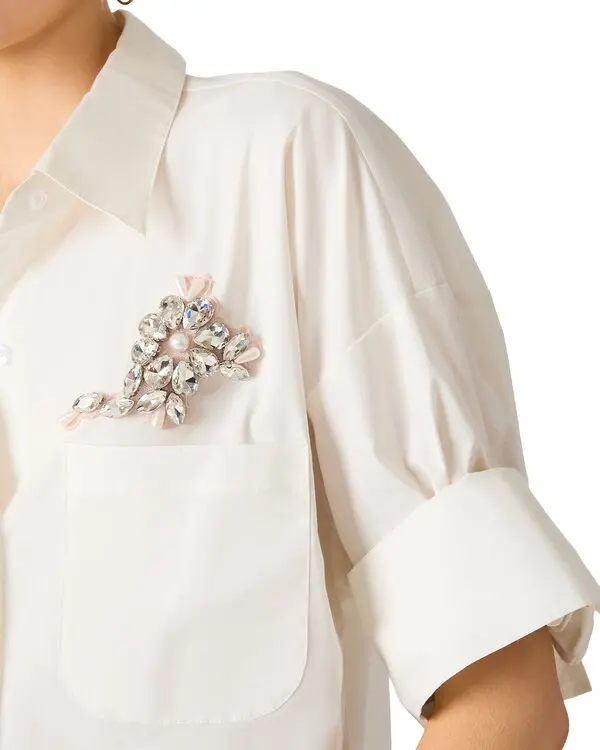 Steve Madden Callahan Brooch Embellished Blouse