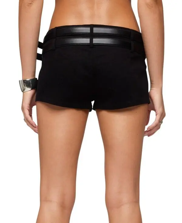EDIKTED Iza Double Belt Micro Shorts
