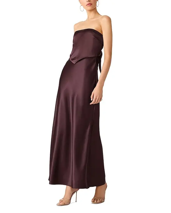 Steve Madden Elaia Strapless Gown - Deep Fig