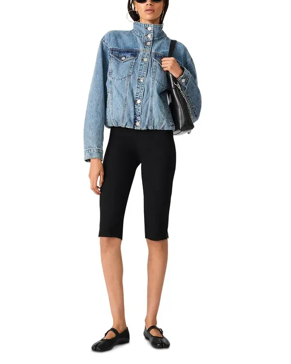 Steve Madden Allyson Cotton Denim Stand Collar Jacket