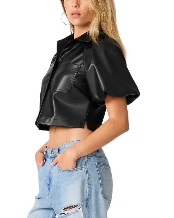 Steve Madden Reece Cropped Blouse - Black